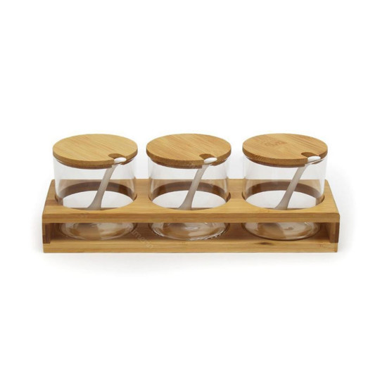 PORTA CONDIMENTOS COM 3 PEÇAS BAMBU - FRATELLI - GRILLO - Grillo Home Decor