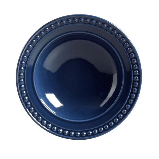 CONJUNTO DE PRATO FUNDO ATENAS DEEP BLUE DE CERÂMICA 06 UNIDADES 22CM ...
