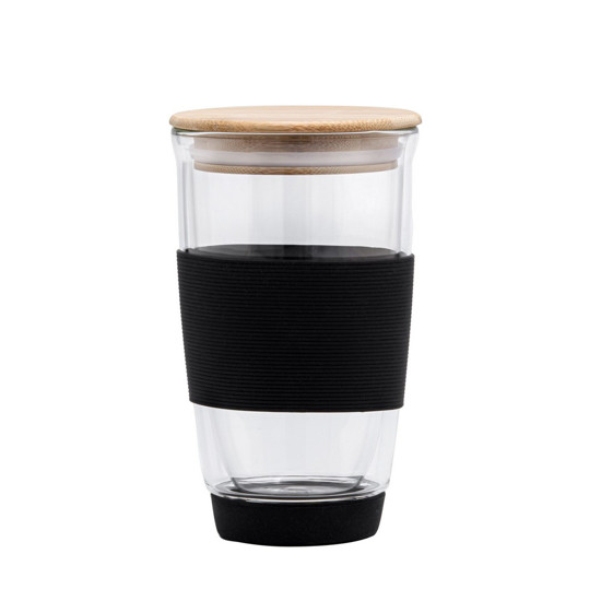 COPO DE VIDRO COM PAREDE DUPLA 400ML E TAMPA EM BAMBU BLACK OXFORD ...